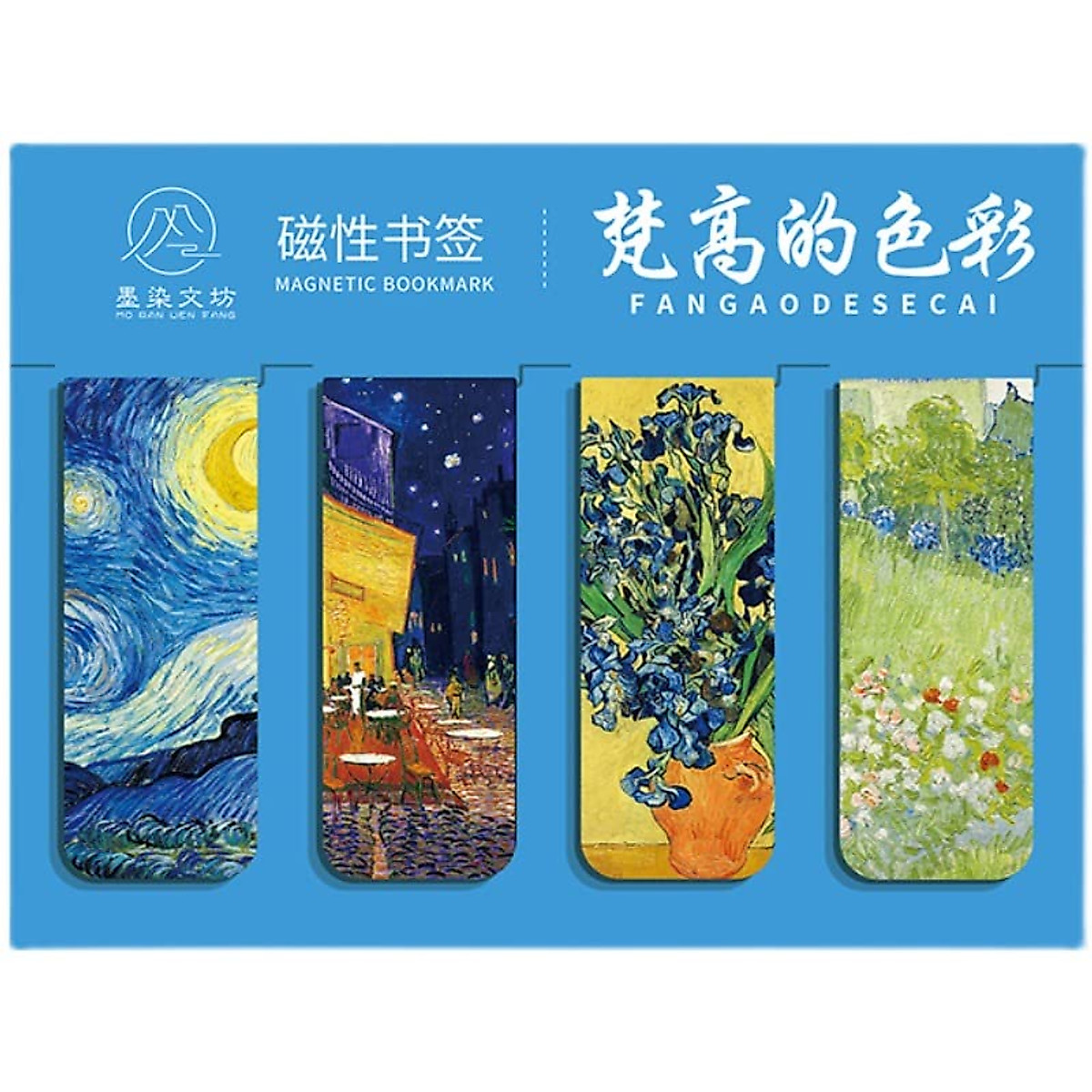 LANADO 4pcs/Set Paintings Magnet Bookmark Retro Starry Sky Reading Book Mark Stationery Material School Office Supply