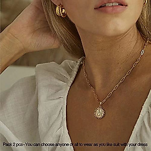 Ursteel Gold Necklace for Women, 14K Gold Plated Dainty Layering Paperclip Chain Necklace Letter K Initial Coin Pendant Necklaces Layered Gold Necklaces for Women Jewelry Gifts Gold Jewelry for Women