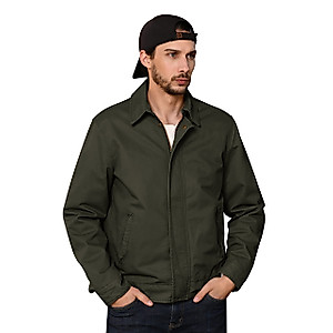 WenVen Men's Casual Cotton Light Jacket Military Barn Coat (Army Green, M)