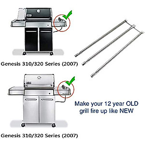 Hongso 34 1/4" SS Burner Tube Set and 24.5" Flavorizer Bars Replacement for Weber Genesis 300 Series E-310 E-320 EP-310 EP-320 S-310 S-320 Gas Grills (with Side Control Panel Only), 67722 7539 7540