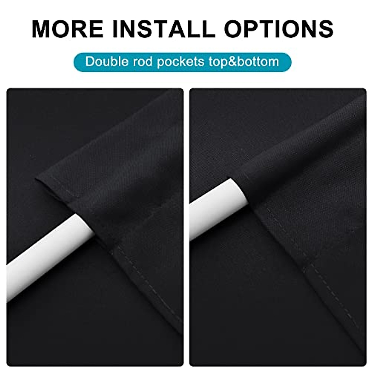 Hiasan French Door Curtains for Small Window, Rod Pocket Short Front Sidelight Curtain, 1 Panel (Black, W 24 inch x L 40 inch)