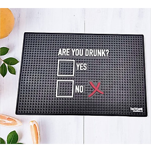 Are You Drunk? 17.7" x 11.8" Funny Bar Spill Mat Rail Countertop Accessory Home Pub Decor Slip Resistant Durable Thick Bar Covering For Craft Brewery Kitchen Cafe and Restaurant Decor