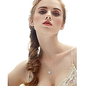 FANCIME White Gold Plated 925 Sterling Silver CZ Cubic Zirconia Knot Flower Infinity Fashion Pendant Necklace For Women, 16" + 2" Extender