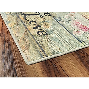 Brumlow Mills Faith, Hope, Love Vintage Floral Spring Kitchen Rug, Living Room or Bedroom Mat, Bathroom, and Entryway Rug, 1'8" x 2'10", Beige