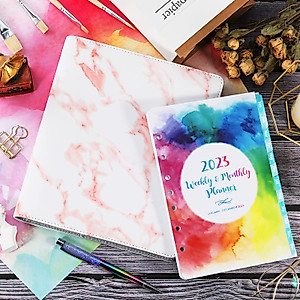 2023 Planner Refills - Planner Refills 2023, 2023 Weekly & Monthly Planner Refills, 2023 Planner Inserts, A5 Planner Refills, A5 Planner Inserts, 5-1/2" x 8-1/2", Jan.2023-Dec.2023, 7-Hole Punched - Watercolor Ink