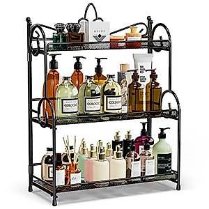 YIUKEA Bathroom Organizer Countertop - 3 Tier Spice Rack Organizer, Counter Organization and Storage for Bathroom, Kitchen, Bedroom, Offices, Foldable