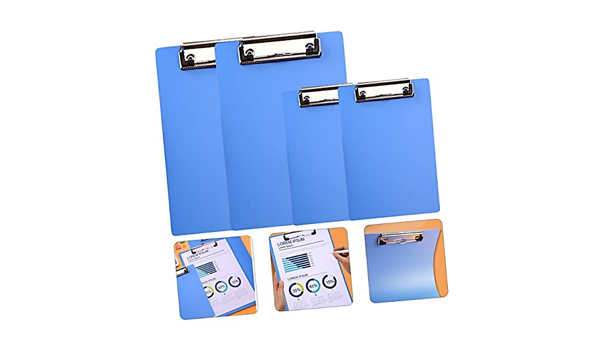 Ciieeo 4pcs Metal Clipboard Folder Set A4 Blue Light & Durable