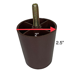 ProFurnitureParts 2.5" Inch Brown Round Tapered Plastic Sofa Couch Chair Legs Set of 4 (2.5)