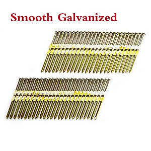 BHTOP 3 Inch Framing Nails, 21 Degree Bright Smooth Shank Plastic Collated Nails for Framing Nailer, 3 x .131,(1000 per Box)