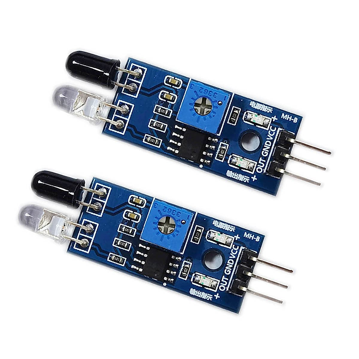Kiro&Seeu 2pcs IR Infrared Obstacle Avoidance Sensor IR Transmitting and Receiving Tube Photoelectric Switch 3-pin Compatible with Ar-duino Smart Car Robot