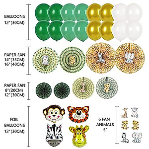 270 Piece Jungle Safari Baby Shower Decorations for Boy Or Girl Kit | Gender Neutral Animal Decor | Banners Garland Fans Guestbook Sash Balloons Cake Topper Games Stickers Creature Cutouts Ivy Vines