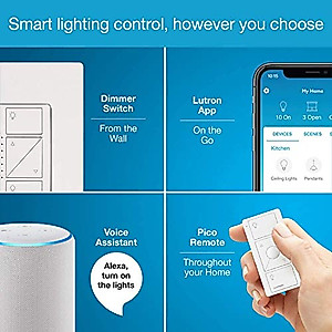 Lutron Caséta Wireless Smart Lighting Dimmer Switch Starter Kit with Caséta Smart Hub and Pico Bracket | Works with Alexa, Google Assistant, Ring, Apple HomeKit | P-BDG-PKG1W-A
