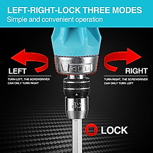 DURATECH 2PCs Ratcheting Screwdriver Set, 12-in-1 Multi-bit Standard/Stubby Screw Driver Set, Premium S2 Steel, Innovated Bits Quick-Load Mechanism, with Phillips, Slotted, Torx, Square Bits