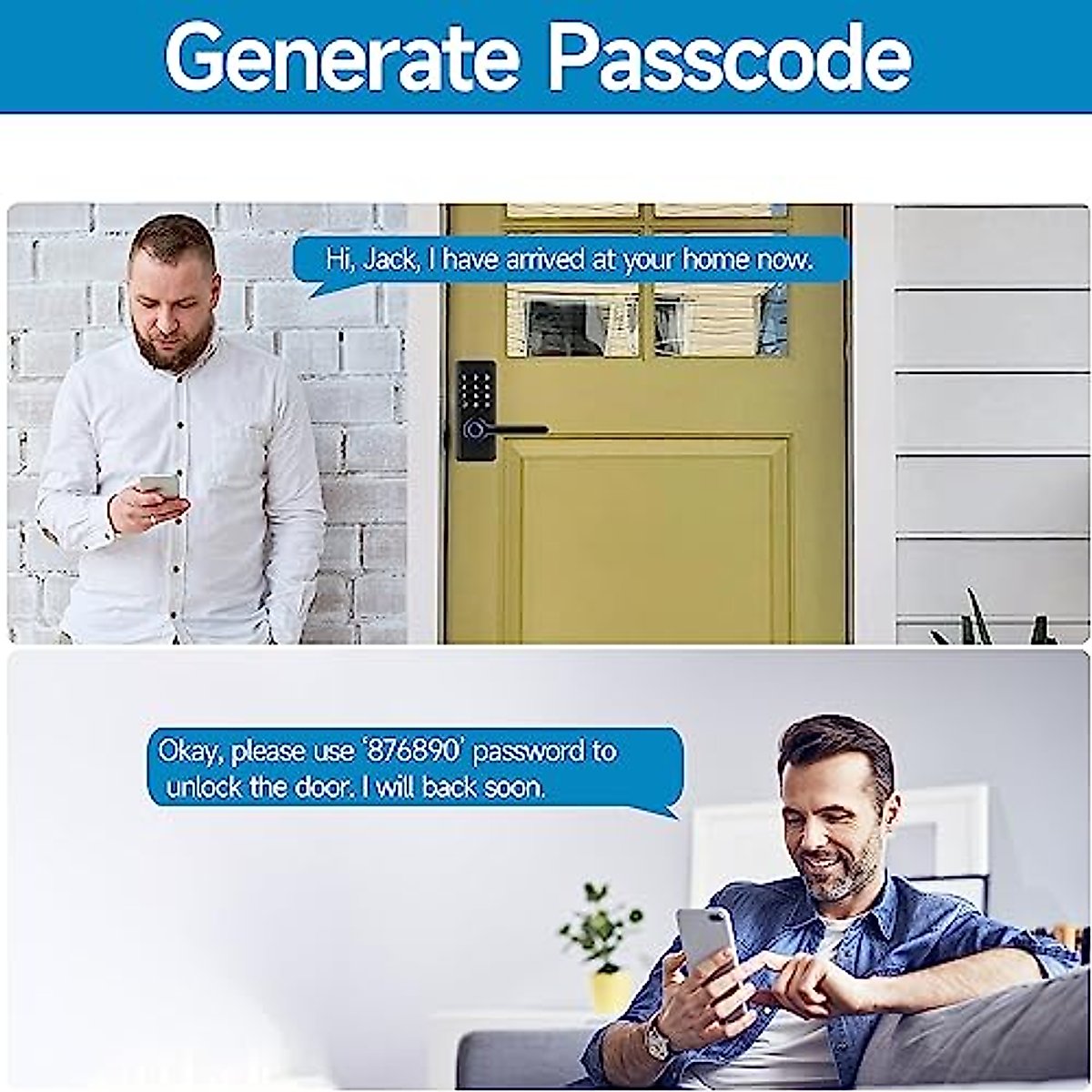 BEBASIA Smart Door Lock, Keyless Entry Door Lock, Fingerprint Door Lock, Door Locks with Keypads, Bluetooth WiFi Door Locks, Keypad Door Lock with Reversible Handle, APP Control, Fobs, Code (Black)