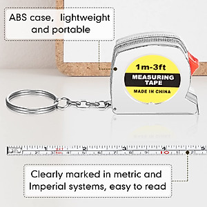 Small Tape Measure Mini Retractable Measuring Tape Keychains 1 Meter/ 3 Feet Functional Mini Measuring Tape, Metric and Inch with Slide Lock for Daily Use Body Measurement(30 Pieces)