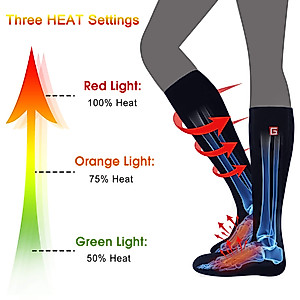 Autocastle Heated Socks for Men Rechargeable Electric Battery Heated Stockings,Male Winter Warm Battery Powered Heat Insulated Sox,Novelty Climb Hike Thermal Socks Hunt Ski Cycle Foot Warmer,Black L