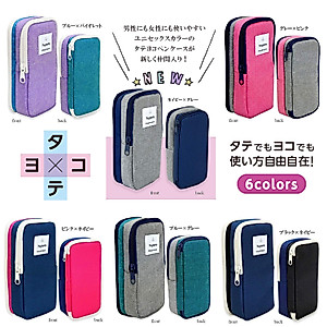 Nikken Stationery PLP1-PN Poplette Vertical and Horizontal Pen Case, Pink x Navy