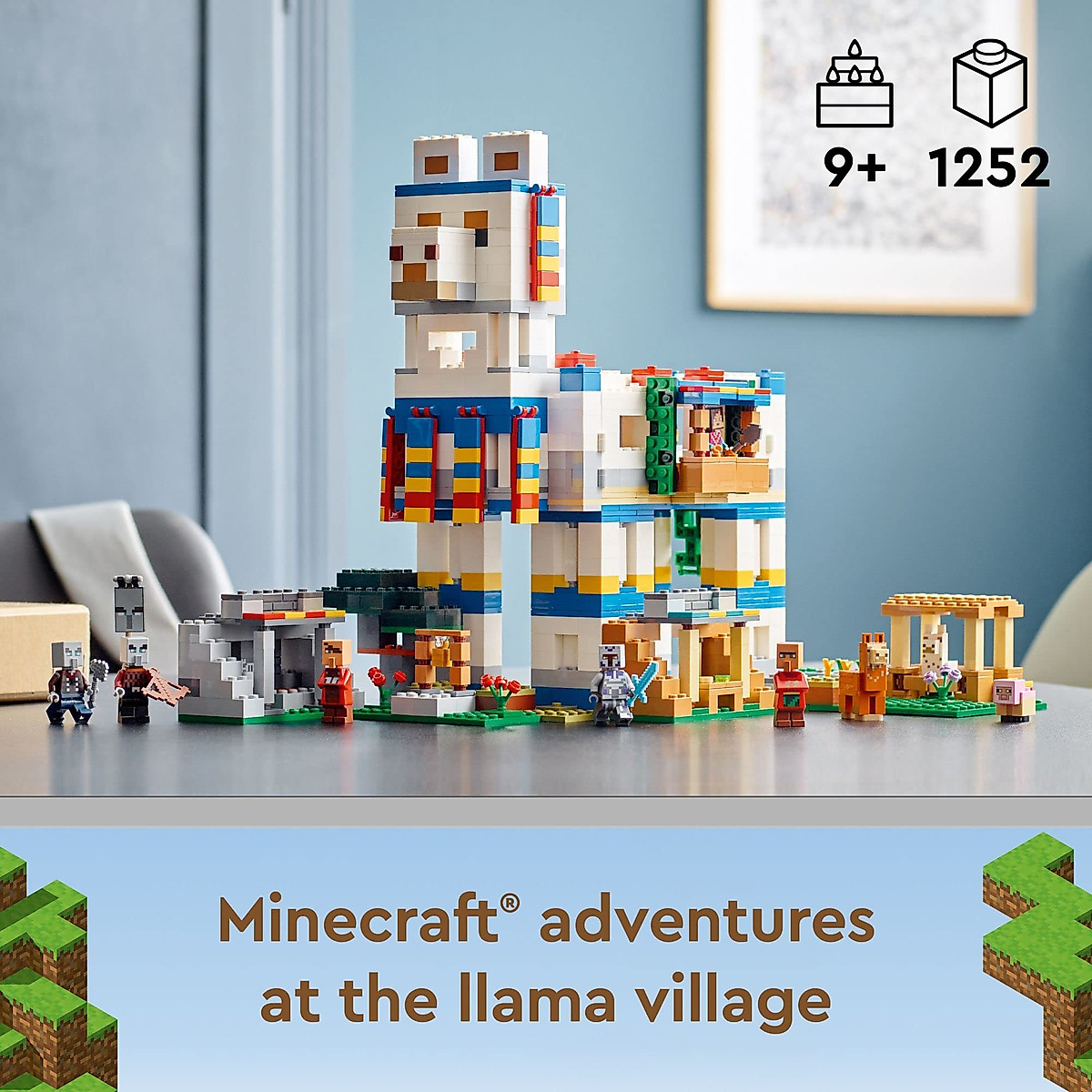 LEGO Minecraft The Llama Village Farm House Toy Building Set 21188, Minecraft Gift Idea for Kids, Boys, Girls Age 9+ Years Old, Create a Minecraft Village with 6 Customizable Buildings and Minifigures