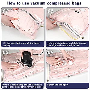 BRIAN & DANY Vacuum Storage Bags with Electric Pump, Vacuum Sealed Space Saver Bags for Comforters, Blankets and Clothes, 8 Pack (3Large, 2Medium, 3Small)