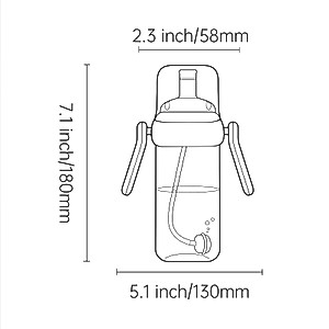 FLYBABY PPSU Sippy Cup with Handles for Toddlers, Weighted Straw Cups Spill Proof, Water Bottle for Kids 1 Year+, 10 Ounce Light Blue