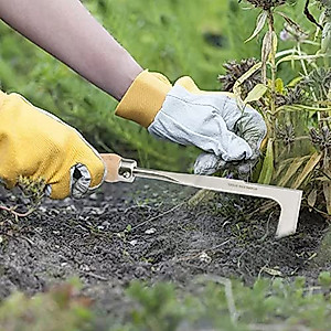 QWLWBU Crack Weeder,Crevice Weeding Tool,Manual Weeder,Stainless Steel Crevice Weeding Tool,L-Shape Blade,Beige Handle for Garden,Yard and Driveway(Size:12.6inch)