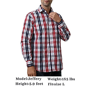 Double Pump Mens Button Down Shirts Cotton Long Sleeve Shirts Regular Fit (SL02A,XL)