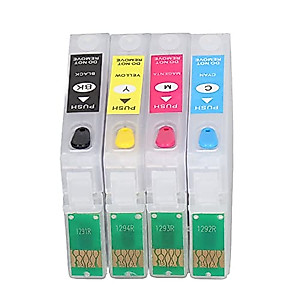 Hilitand 4 Colors Printer Ink Cartridge Office Use Printing Accessory Part Printer Ink Cartridge for Photo Paper Document (T1251/T1252/T1253/T1254)