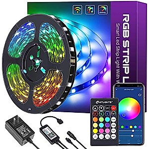 HitLights 32.8ft Smart LED Strip Lights, Color Changing Light Strips Works with Alexa, Google Home APP Control, Music Sync for Home Bedroom Party