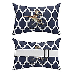 Recliner Head Pillow Ledge Loungers Chair Pillows with Insert Dinosaur With Moroccan Texture Navy Blue Lumbar Pillow with Adjustable Strap Outdoor Waterproof Patio Pillows for Beach Pool, 2 PCS