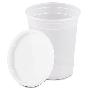 THE CONTAINER 32oz deli containers with lids | 24 Large 1 Quart Leakproof Clear Plastic Storage Containers with Lids | Microwavable, Freezer