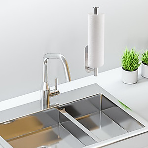 Foyou Paper Towel Holder Under Cabinett Countertop Wall Mount for Kitchen Bathroom Pantry Sink Countertop Counter,SUS304 Stainless Steel PaperTowel Rack Self Adhesive or Drilling,Silvery