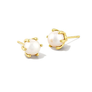 Kendra Scott Ashton Gold Pearl Stud Earrings, Fashion Jewelry For Women
