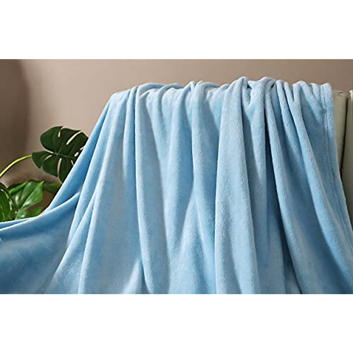 Flannel Fleece Throw Blanket for Couch Bed or Sofa Lightweight Super Soft for All Season (Sky Blue,50x60inch)