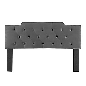 Modway Juliet Tufted Performance Velvet Twin Headboard in Charcoal