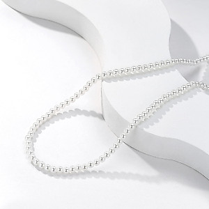 Luxval Pearl Necklaces for Women, 4MM Cream White Pearl Jewelry, 14K Gold Plated Handmade Dainty Toggle Clasp Necklace for Women Jewelry Gifts, 14"