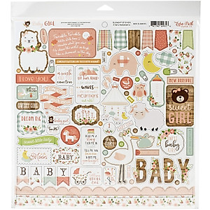 Echo Park Paper Company Baby Girl Collection Kit paper, pink, yellow, green, blue, 12-x-12-Inch