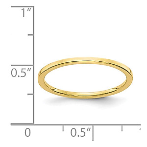 Solid 10k Yellow Gold 1.2mm Flat Stackable Band Thin Wedding Anniversary Ring Size 6.5