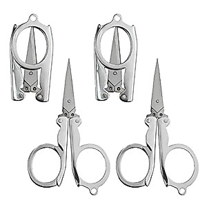 XINMEIWEN 4Pack Small Folding Scissors Portable Travel Scissors Stainless Steel Cutter Mini Scissors Set for Home Office and Travel Trip Scissors