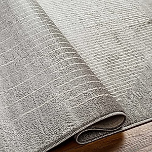 Hauteloom Angus Contemporary Bedroom Living Room Farmhouse Area Rug - Art Deco Boho Carpet - Mid Century Round Southwestern - Native American - Light Grey, Dark Gray, Beige - 5'3" x 7'1"