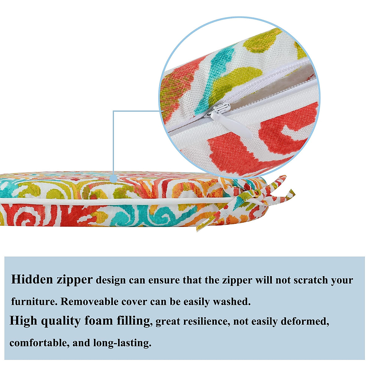 FUNHOME Outdoor Chair Cushions Set of 4, Waterproof Seat Cushions D16xW17 Inch, All Weather Patio Chair Pads with Tie, Cushions for Furniture Garden Office Decoration, Corinthian Dapple