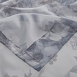 Madison Park Simone Floral Design Sheer Single Window Curtain Voile Privacy Drape for Bedroom, Livingroom, 50" x 84", Grey (MP40-6614)