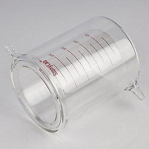 stonylab Glass Jacketed Beaker, 1 Pack Borosilicate Glass Graduated Beaker Flat-Bottom Double-Layer Lab Reaction Beaker, 500 ml