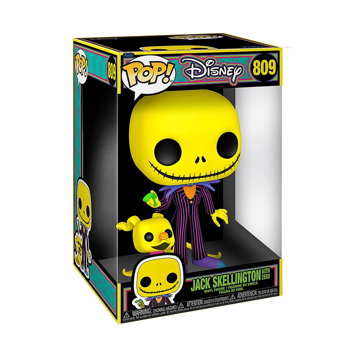 Funko Pop! Jumbo: The Nightmare Before Christmas - Jack and Zero (Blacklight), Multicolor, 10 inches, 63965