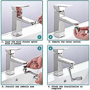 umogy Faucet Extender, Large Angle Rotating Splash Faucet Aerator, Universal 1080 Swivel Robotic Arm Swivel Extension Faucet Aerator, Faucet Extender for Sink with 2 Water Outlet Modes (2pcs)