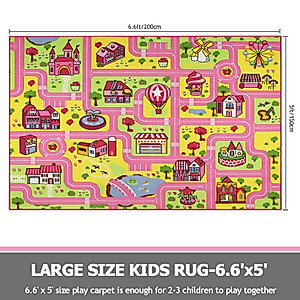 Capslpad Kids Play Rug 6.6x5.0 ft Large Size Kids Rug for Playroom Non Slip Washable Kids Car Road Rug Educational Learning Area Rug Children Play Carpet for Bedroom,Classroom,Nursery Room Decor