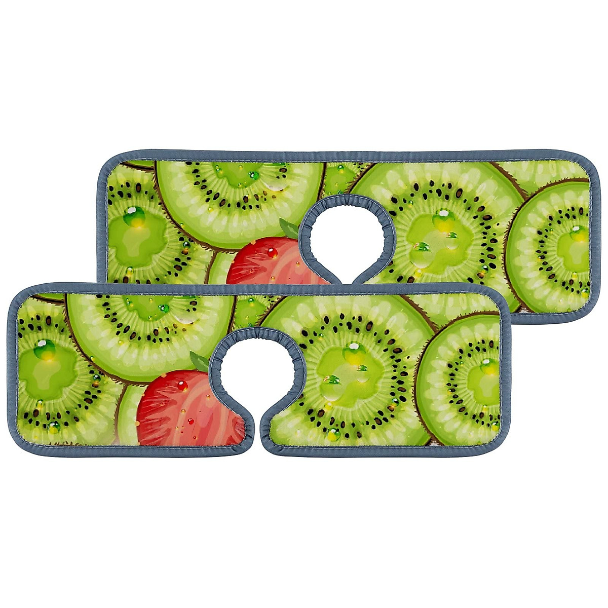 Kitchen Faucet Absorbent Mat 2 Pieces Summer Kiwi Fruit Faucet Sink Splash Guard Bathroom Counter and RV,Faucet Counter Sink Water Stains Preventer