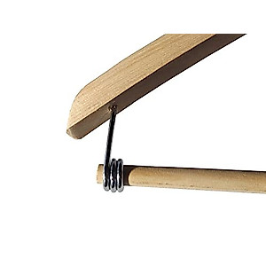 NAHANCO 17” Wooden Concave Suit Hanger with Locking Pant Bar, Natural Wax Finish (Pack of 100)