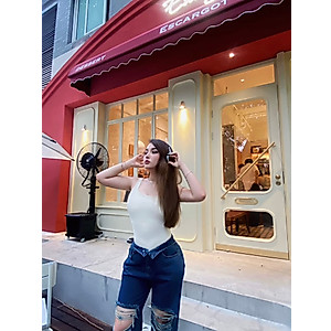 OQQ Women's 3 Piece Bodysuits Sexy Ribbed Sleeveless Square Neck Tank Tops Leotard 2025 Trendy Outfits Black Coffee Beige