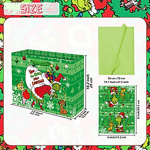 Yizeda 2 Pack Christmas Birthday Bag, Christmas Gift Bags With Tissue Paper, Greeting Cards and Handles Bag for Christmas Birthday Baby Shower Decor