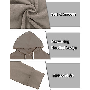 Women Casual Pullover Hoodie Tunic Tops Casual Long Sleeve Sweatshirt Loose Soft Pullover Beige Large